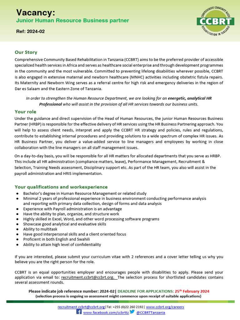 CCBRT New Job | PDF | Human Resource Management | Business