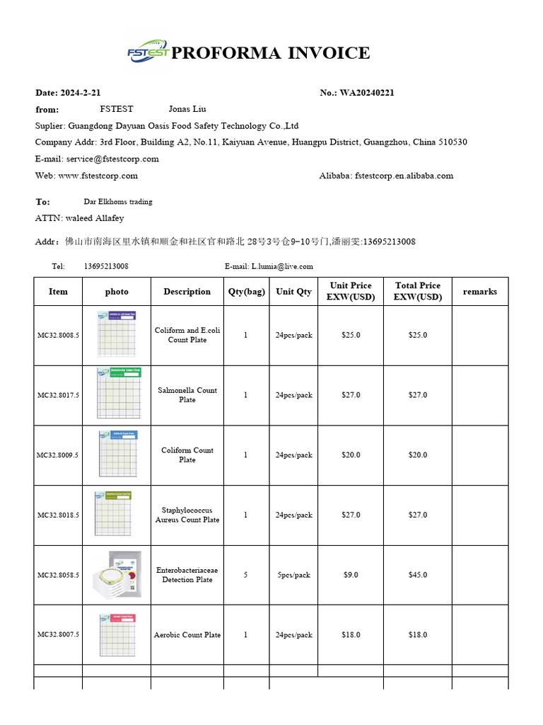Proforma Invoice 2024.2.21 | PDF