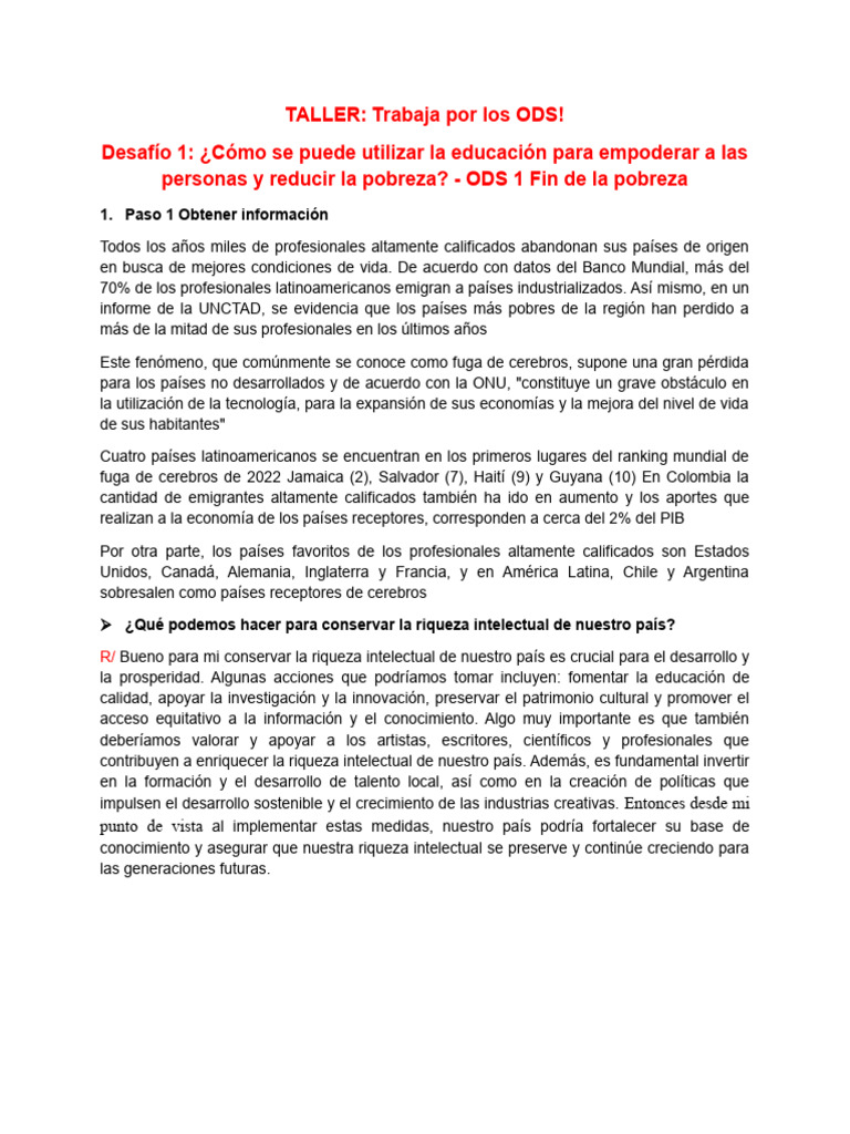 TALLER TRABAJA POR LOS ODS- Samara Vivero (1) | PDF | America latina | Inclusión (Educación)