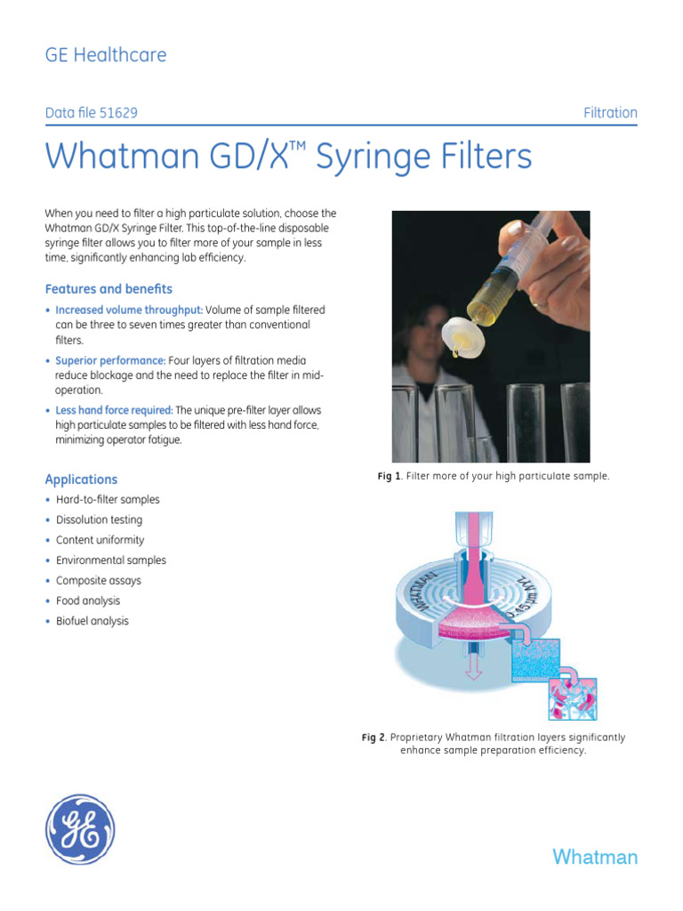 Whatman GDX Syringe Filters | PDF | Filtration | Chemistry
