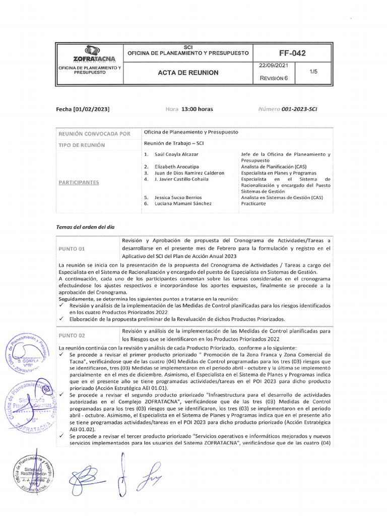 Acta 001-2023-SCI | PDF