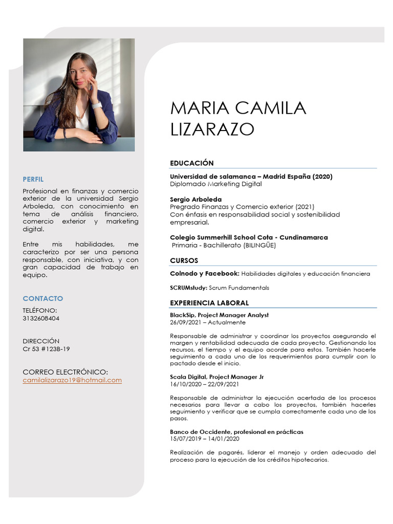 Hoja de vida CAMILA LIZARAZO FINAL (1) | PDF | Business | Economias