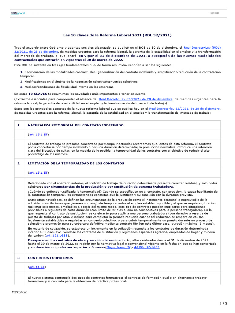 Las 10 Claves de La Refo... | PDF | Derecho laboral | Desarrollo profesional