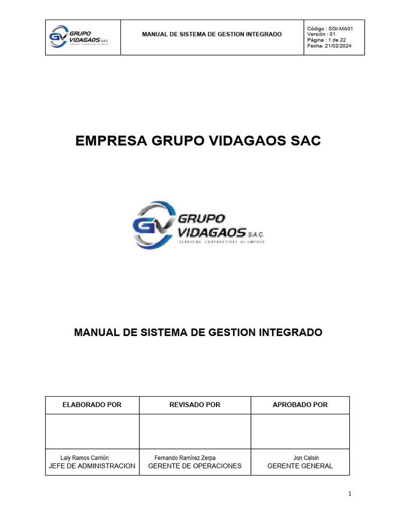 Modelo de Manual de SGI | PDF | Calidad (comercial) | Sistema de manejo ...