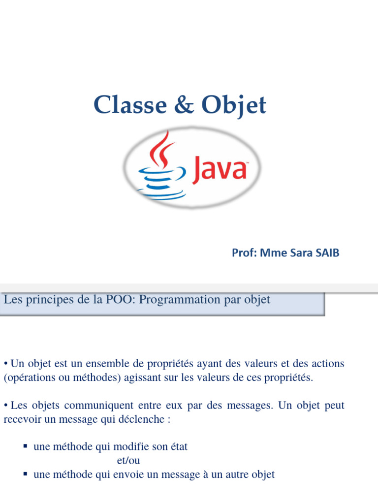 Chapitre3 Classe&Objet | PDF | Classe (informatique) | Programmation