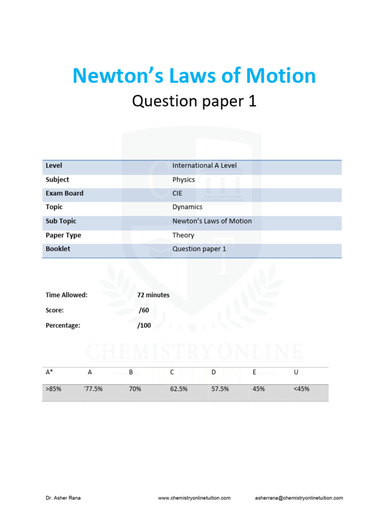 5.1 Newtons Laws of Motion-Cie Ial Physics-Theory Qp-Unlocked | Download Free PDF | Physics ...
