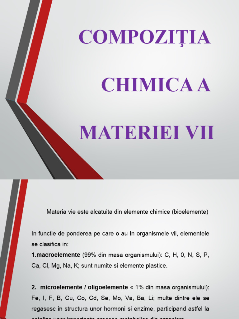 CURS 1. Compozitia Chimica A Materiei Vii | PDF