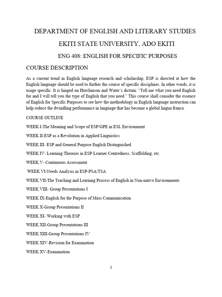 Esp Outline and Lecture Notes | PDF | Learning | Pedagogy