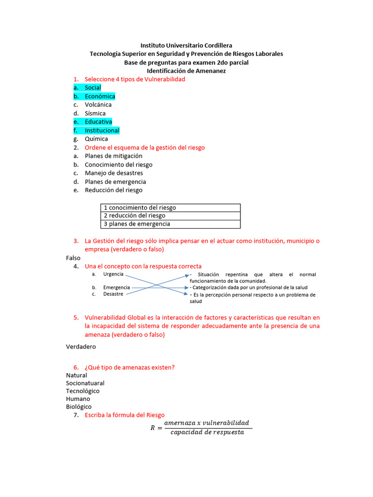 Base - Preguntas - Identificación - Amenazas v01.02.24 | PDF | Riesgo | Aparición
