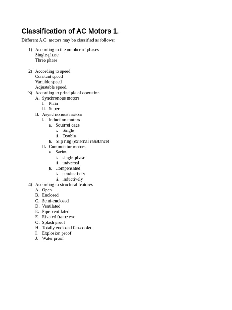 Classification of AC Motors | PDF | Electric Motor | Equipment