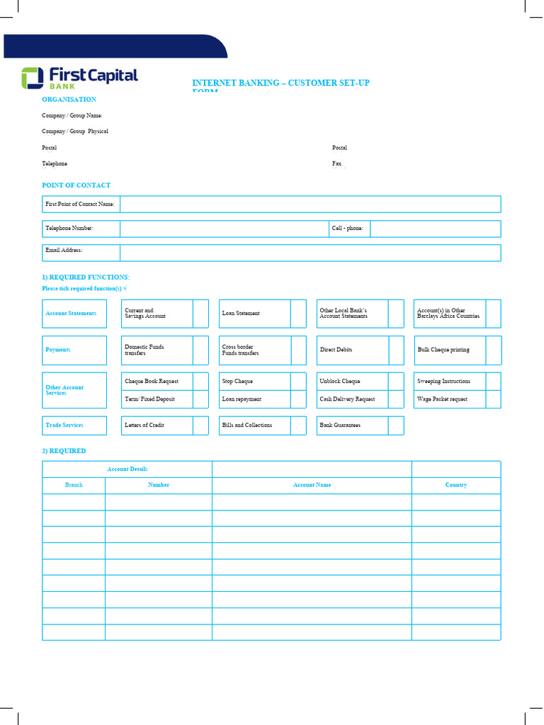 Internet Banking - Customer Set-Up Form 2019 | PDF | Cheque | Banks
