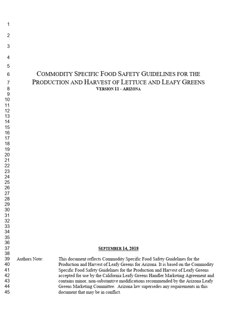Commodity Specific Food Safety Guidelines For The Leafy Greens | PDF ...