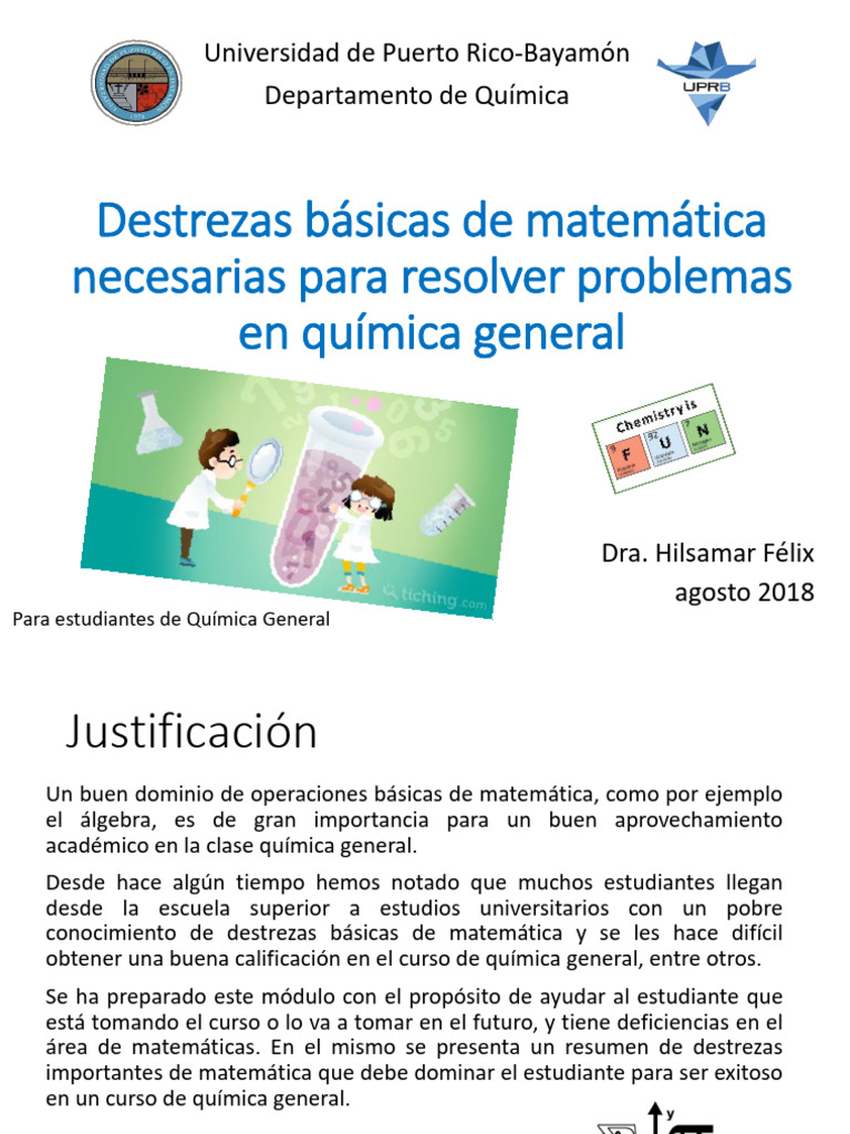 Destrezas Basicas de Mate para Resolver Problemas de Quim General - AGO 2019 - HFR | PDF ...