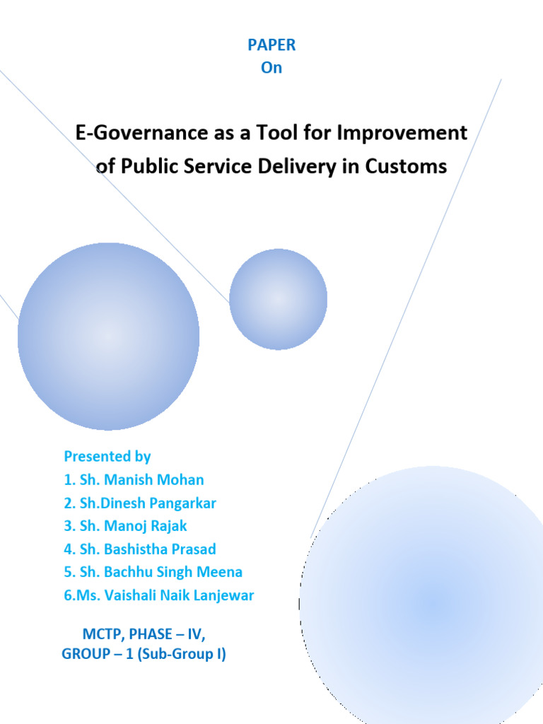 E-Governance As A Tool For Improvement of Public Service Delivery in ...