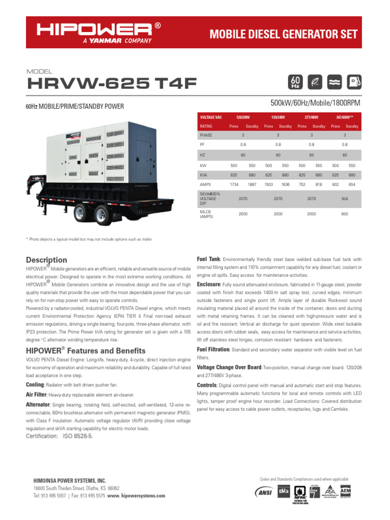 HRVW 625 T4F | PDF | Diesel Engine | Engines