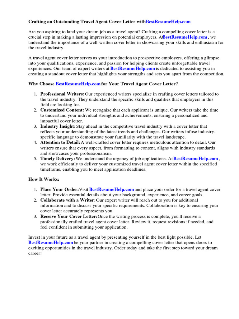 Travel Agent Cover Letter | PDF | Résumé | Experience