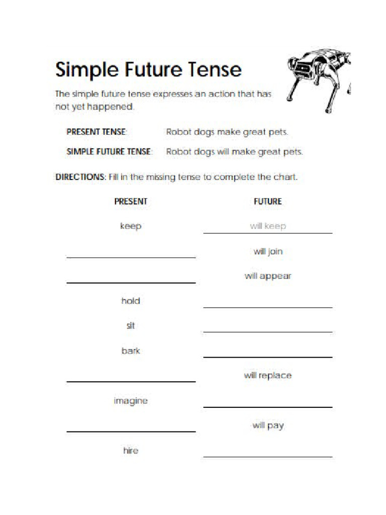 A Worksheet On Future Tense From | PDF
