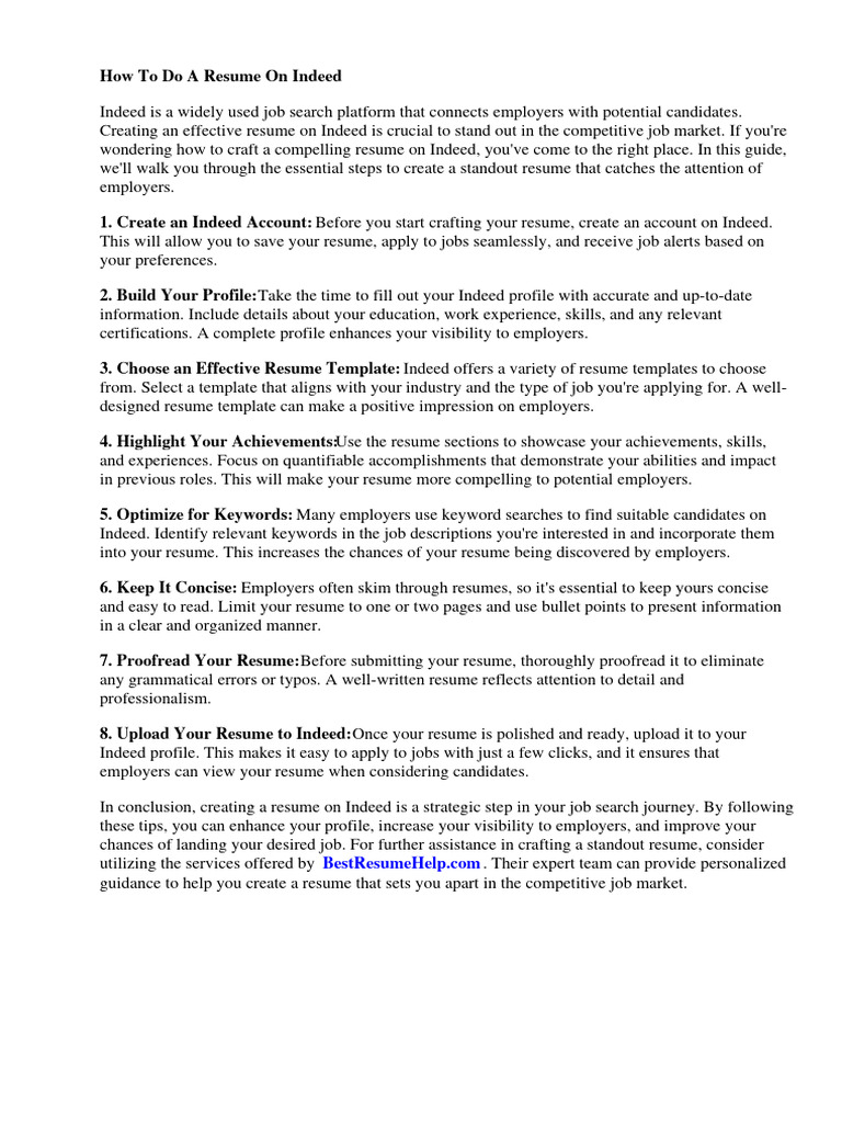 Create Your Resume on Indeed | PDF | Résumé