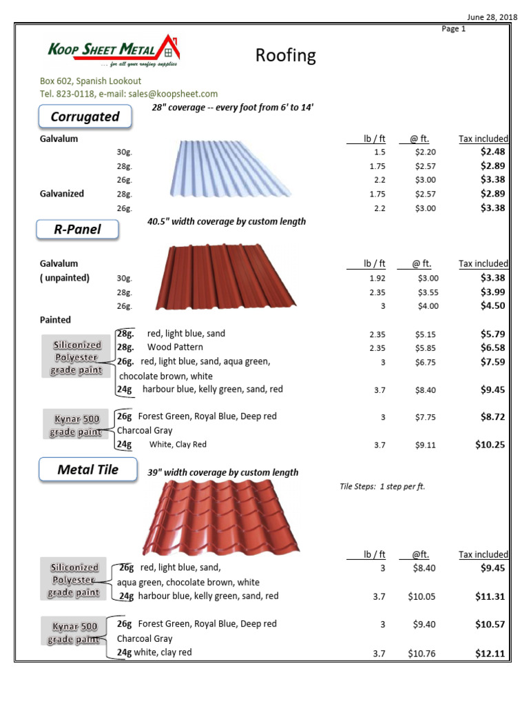 Roofing Materials and Prices List | PDF | Pipe (Fluid Conveyance ...