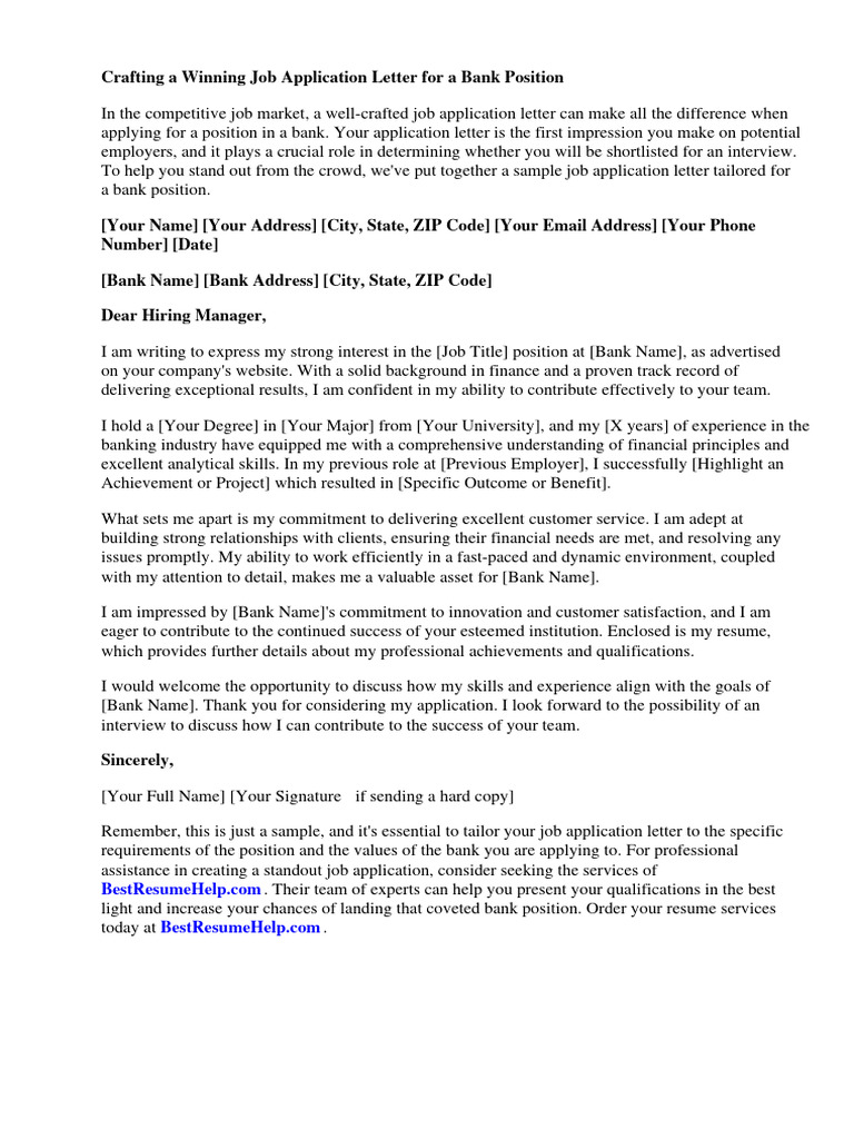 Sample Job Application Letter For A Bank | PDF | Résumé | Recruitment