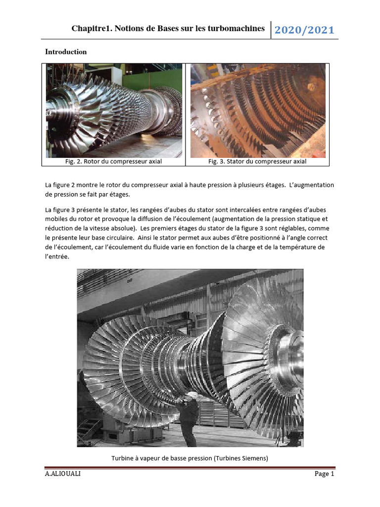 Cours Notions Générales Sur Les Turbomachines | PDF | Turbine | Pompe