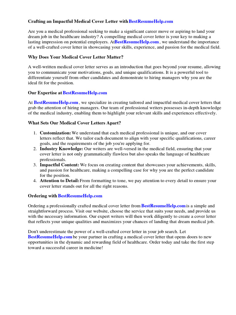 Medical Cover Letter Examples | PDF | Résumé | Nursing