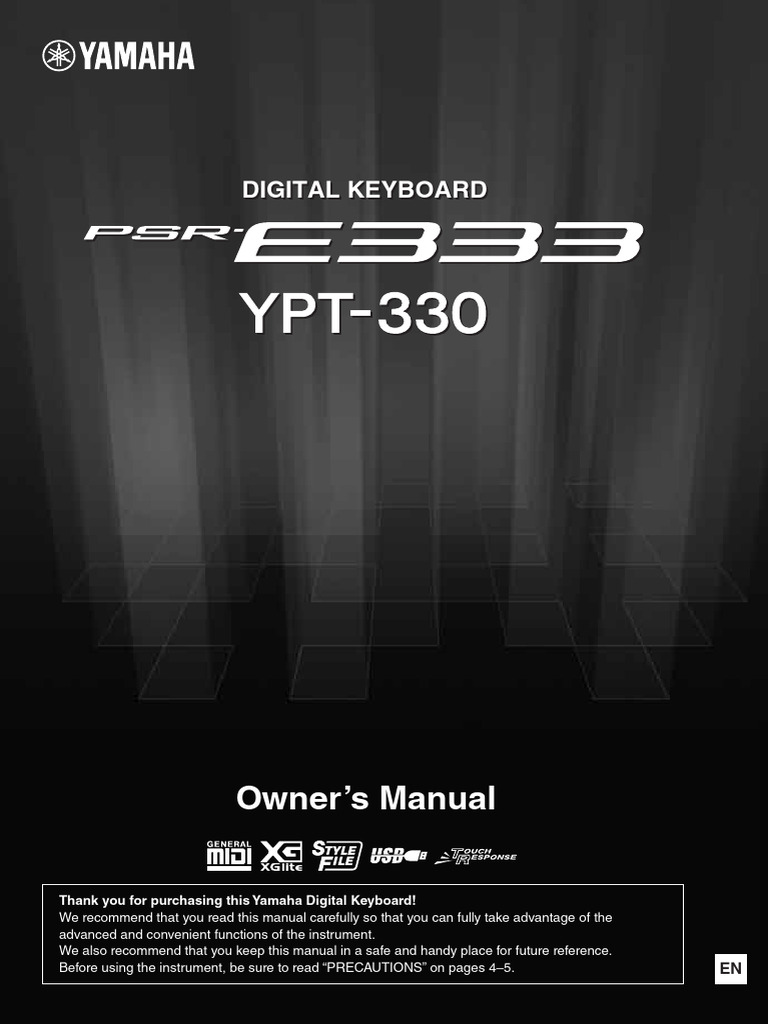 PSR-E333 - YPT-330 Owner's Manual | PDF | Electrical Connector ...