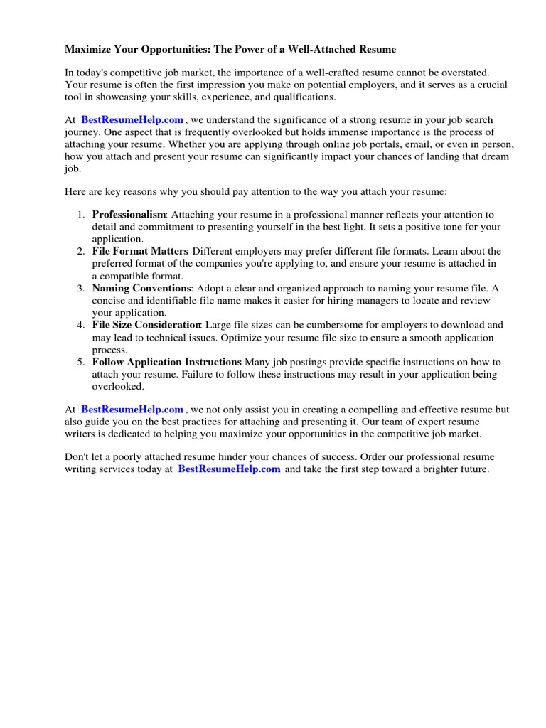 Attach Resume | PDF | Résumé