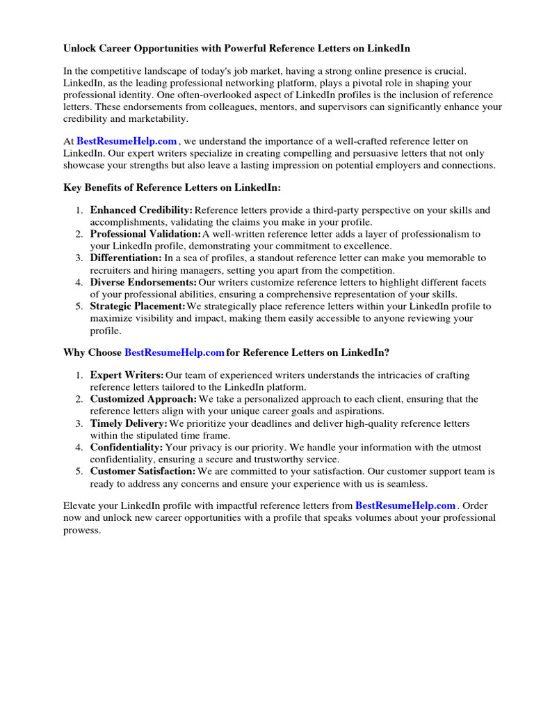 Reference Letter Linkedin | PDF | Linked In | Recruitment