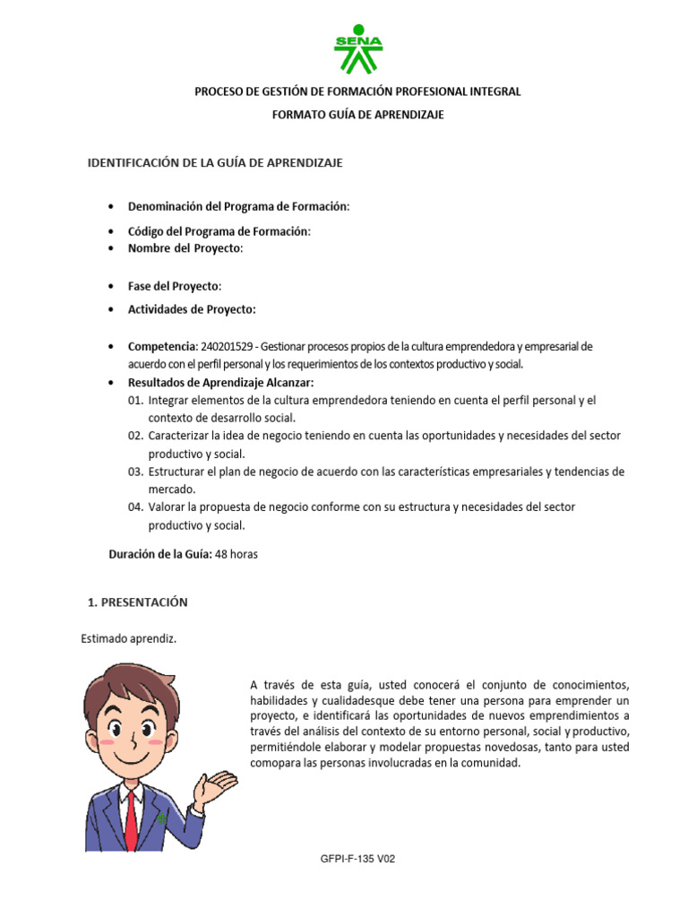 Guía de Aprendizaje - Emprendimiento | PDF | Iniciativa empresarial | Business