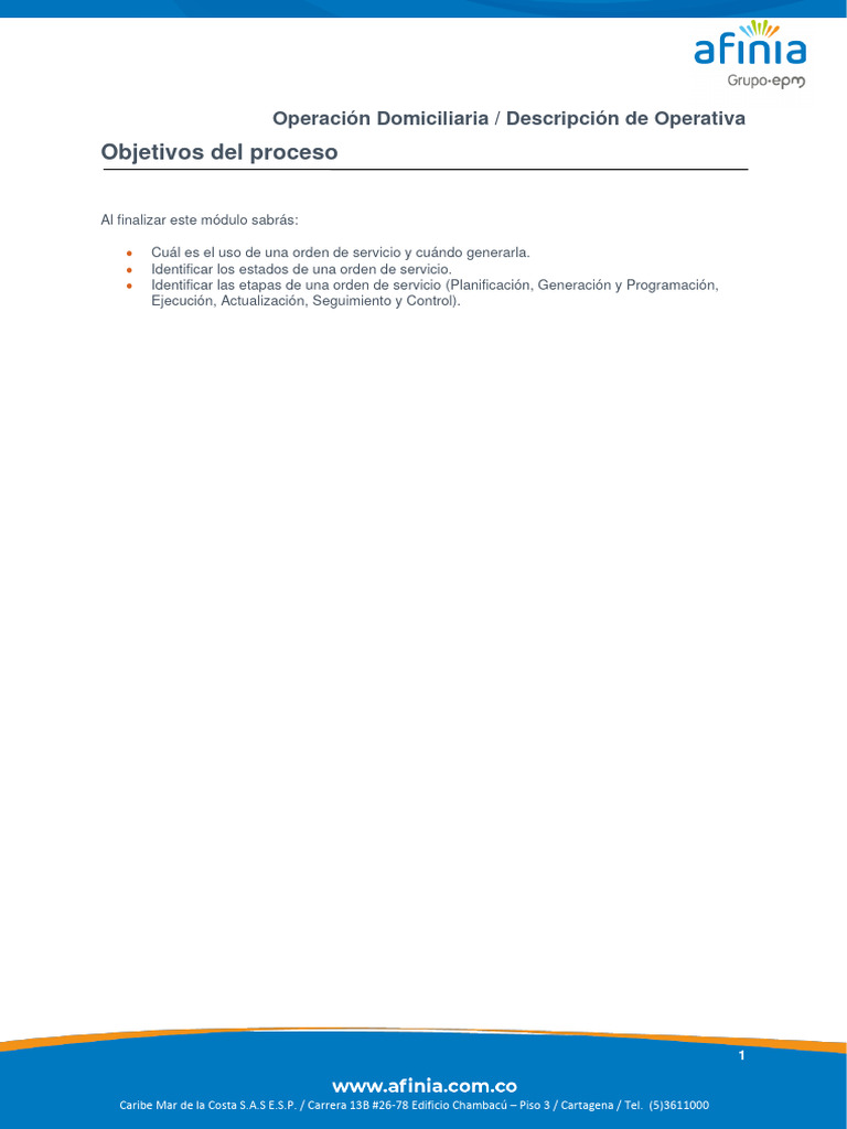 Operación Domiciliaria Descripción de Operativa | PDF | Planificación ...