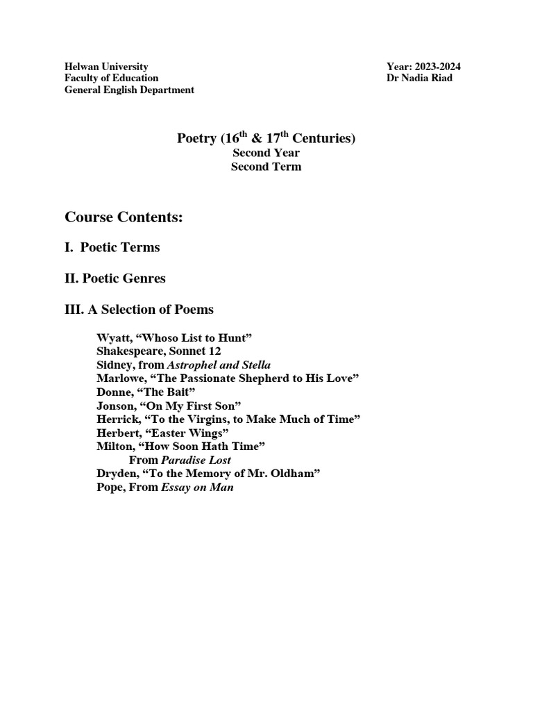 Poems Renaissance | Download Free PDF | Poetry