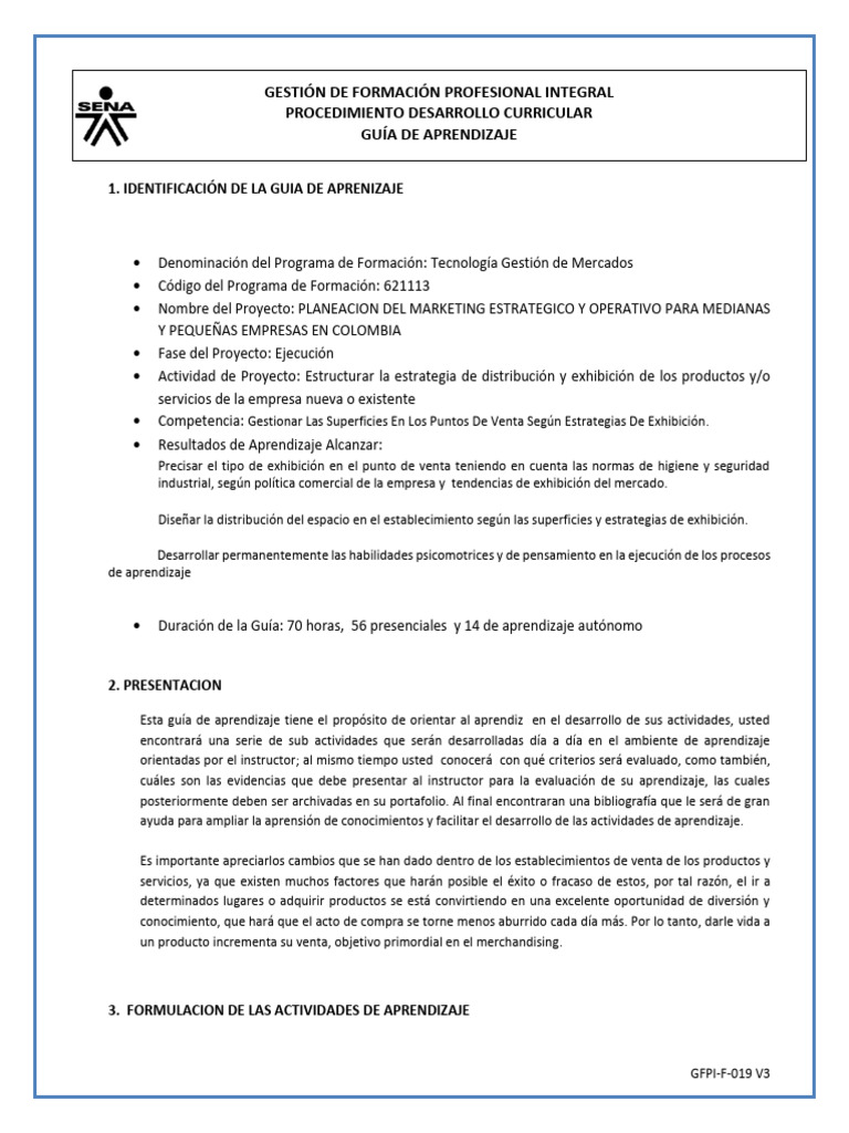 GFPI F 019 Formato Guia de Aprendizaje Superficies | PDF | Business | Marketing