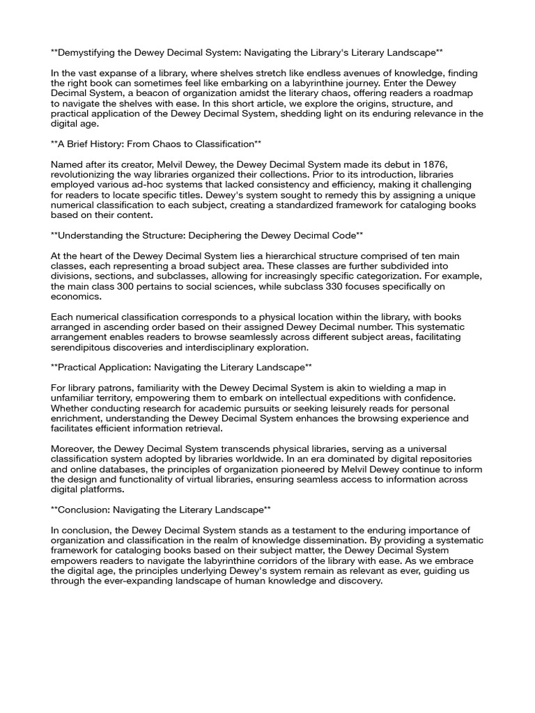 Dewey Decimal System | PDF | Libraries | Digital Library