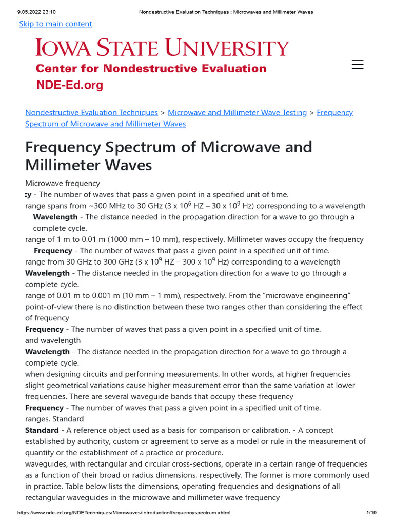 Microwave & Millimeter Wave NDE Techniques | PDF | Microwave | Detector (Radio)