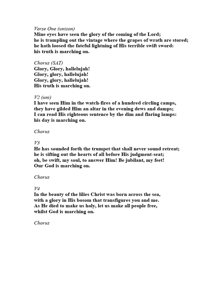 Mine Eyes Have Seen The Glory Lyrics | PDF