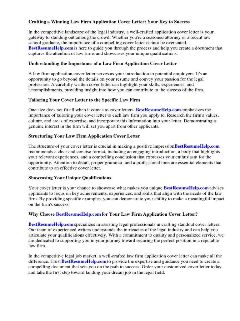 Law Firm Application Cover Letter | PDF | Résumé | Paralegal