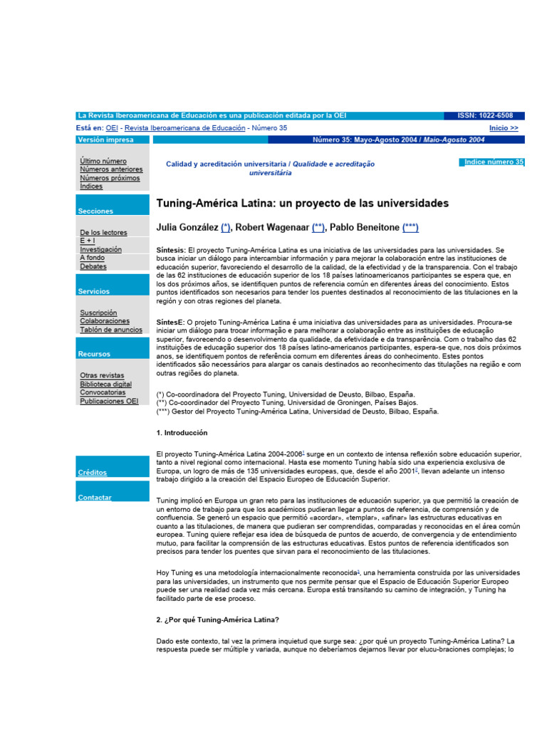 Proyecto Tunning | PDF | Evaluación | Enseñando