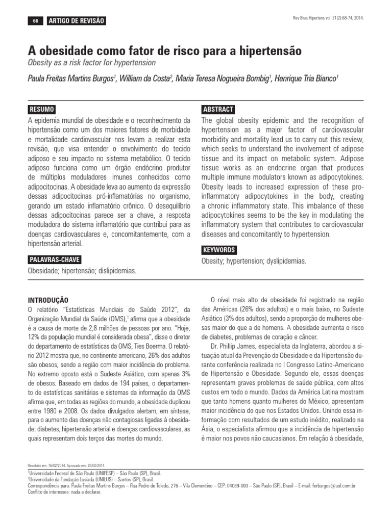 RBH V21n2 68 74 PDF ndice De Massa Corporal Obesidade