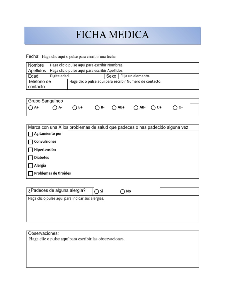 Ficha Medica | PDF