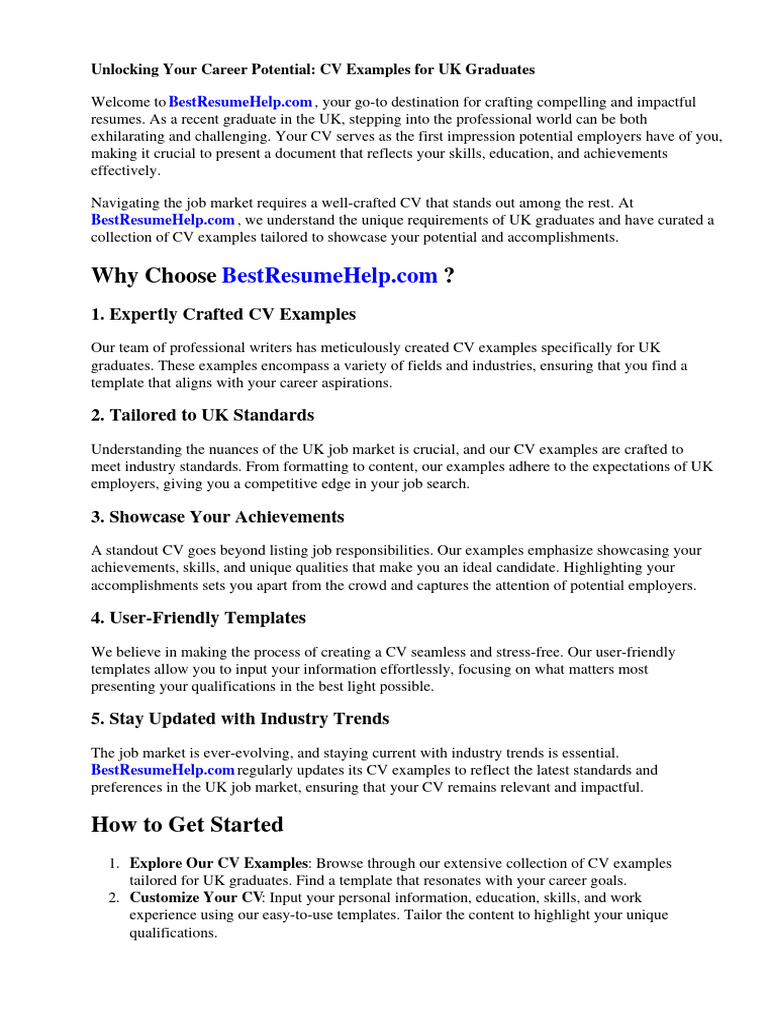 CV Examples Uk Graduate | PDF | Résumé