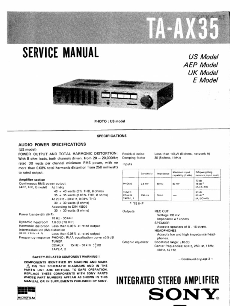 Hfe Sony Ta-Ax35 en | PDF