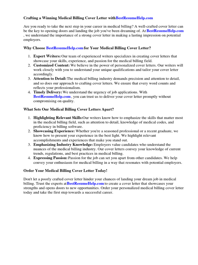 Medical Billing Cover Letter | PDF | Health Care | Résumé