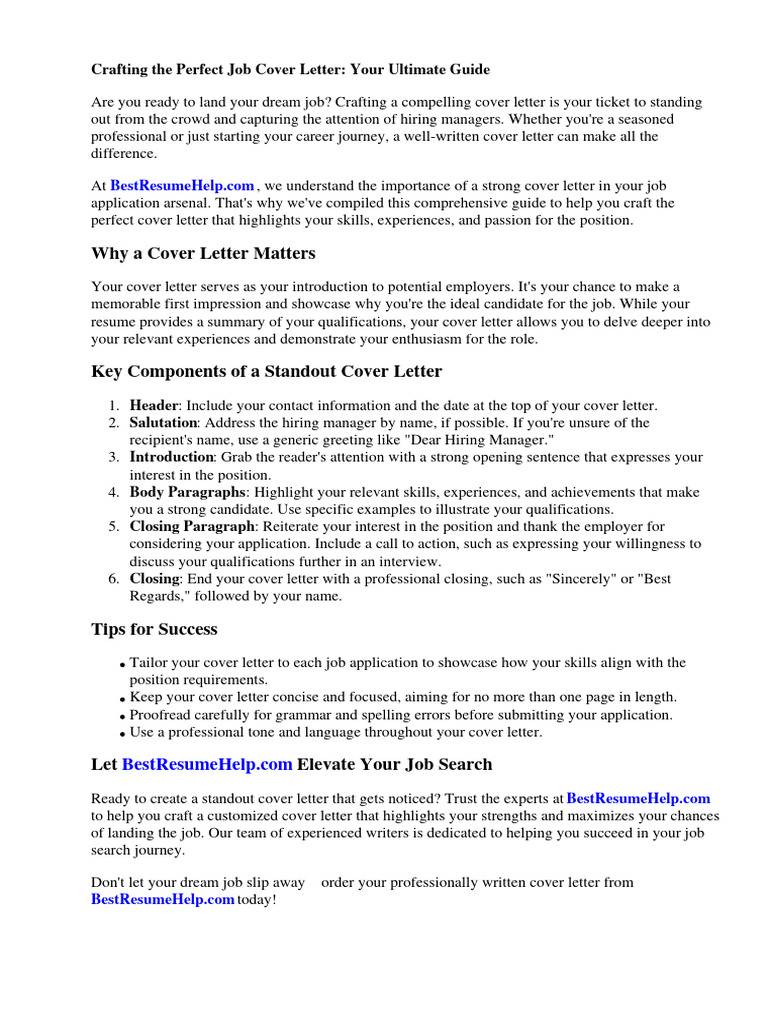 Job Cover Letter Guide | PDF | Résumé