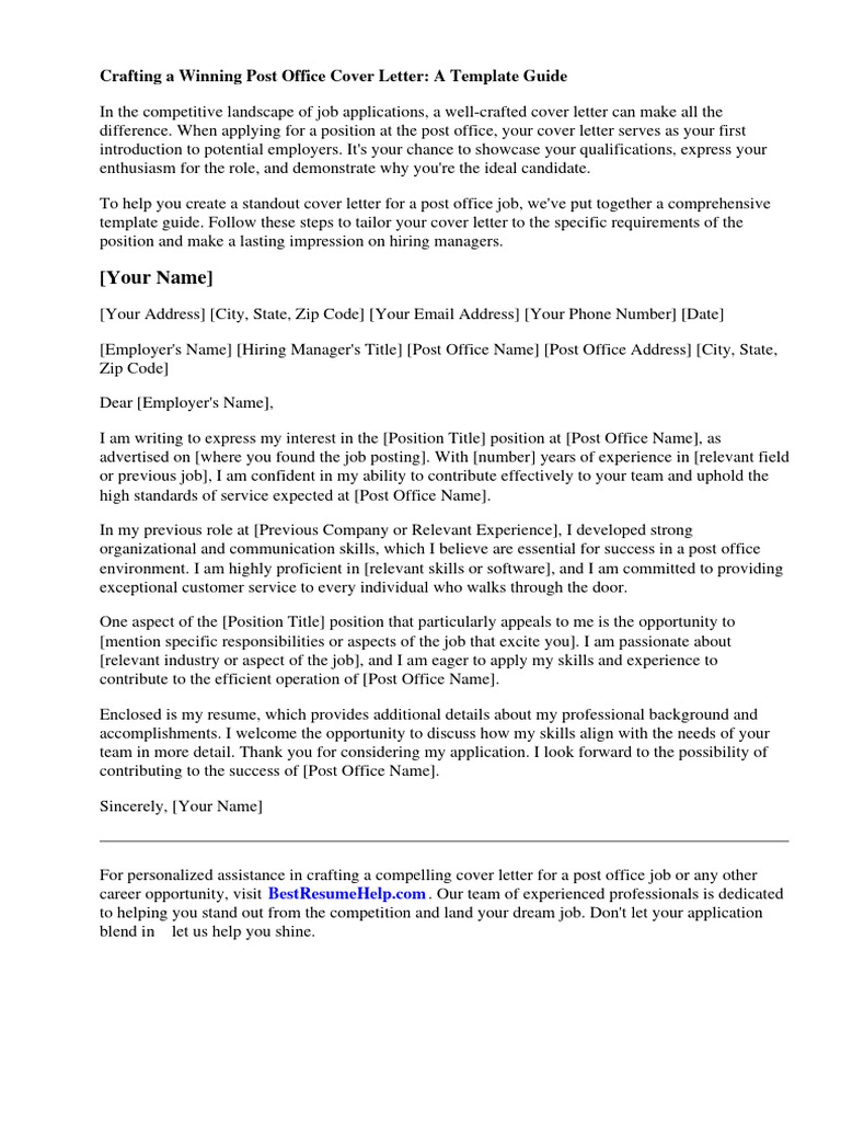 Post Office Cover Letter Template | PDF | United States Postal Service ...