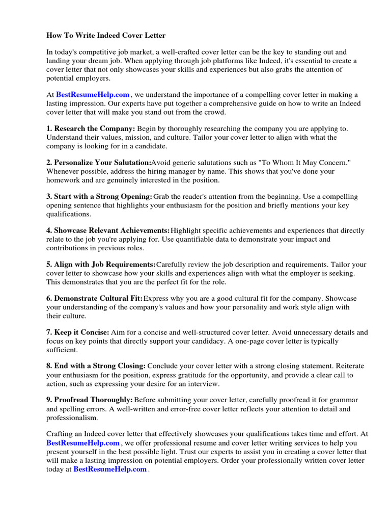 How To Write Indeed Cover Letter | PDF | Résumé
