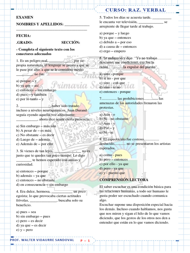 RV 2do Sec - Examen | PDF