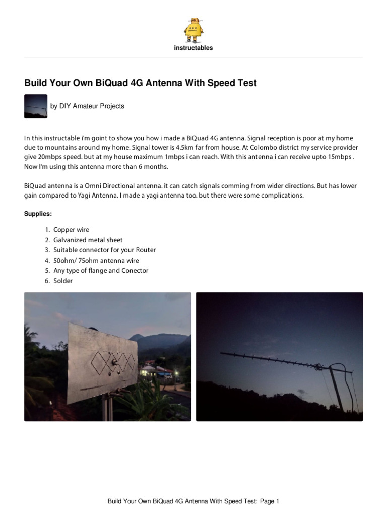 DIY BiQuad 4G Antenna Guide | PDF | Antenna (Radio) | Electrical Connector