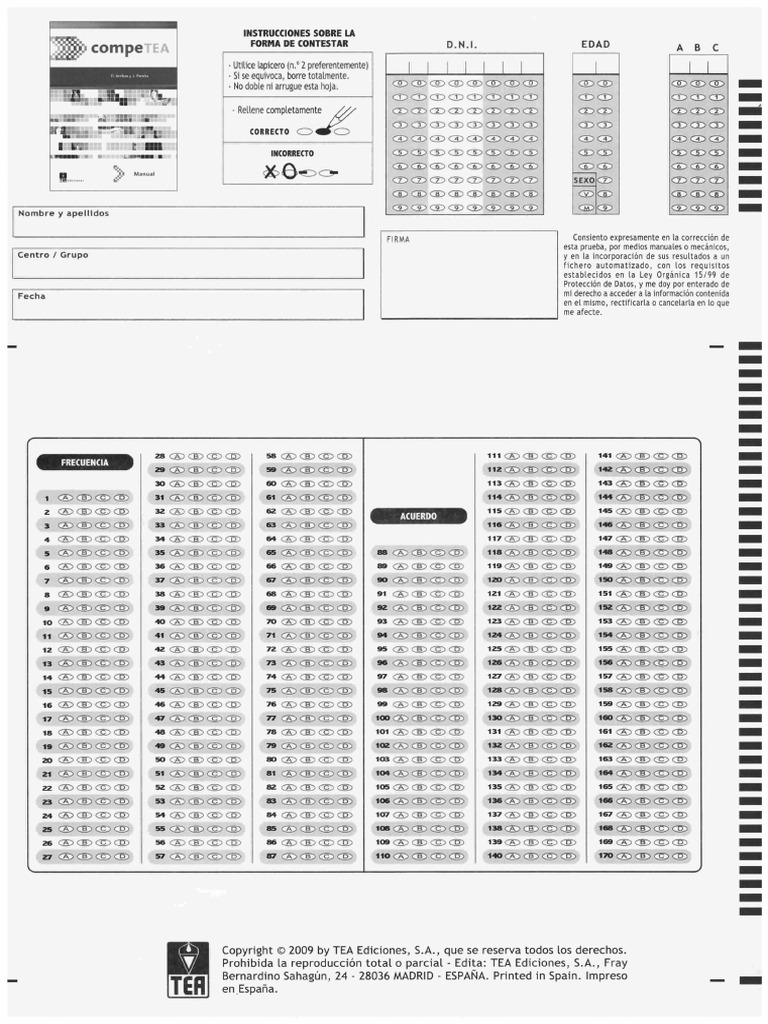 Hoja Respuestas Competea ByN | PDF