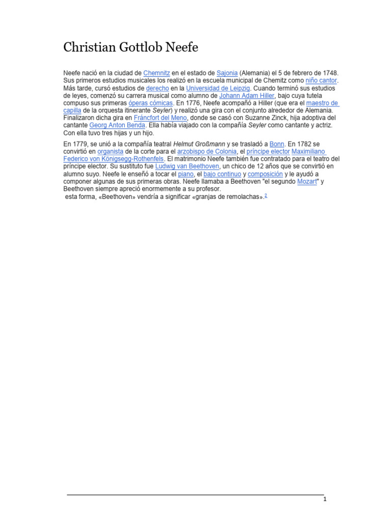 Christian Gottlob Neefe | PDF